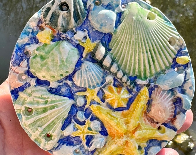 Large Realistic Sea Shells Pine Needle Basket Base Ceramic Starfish - Etsy