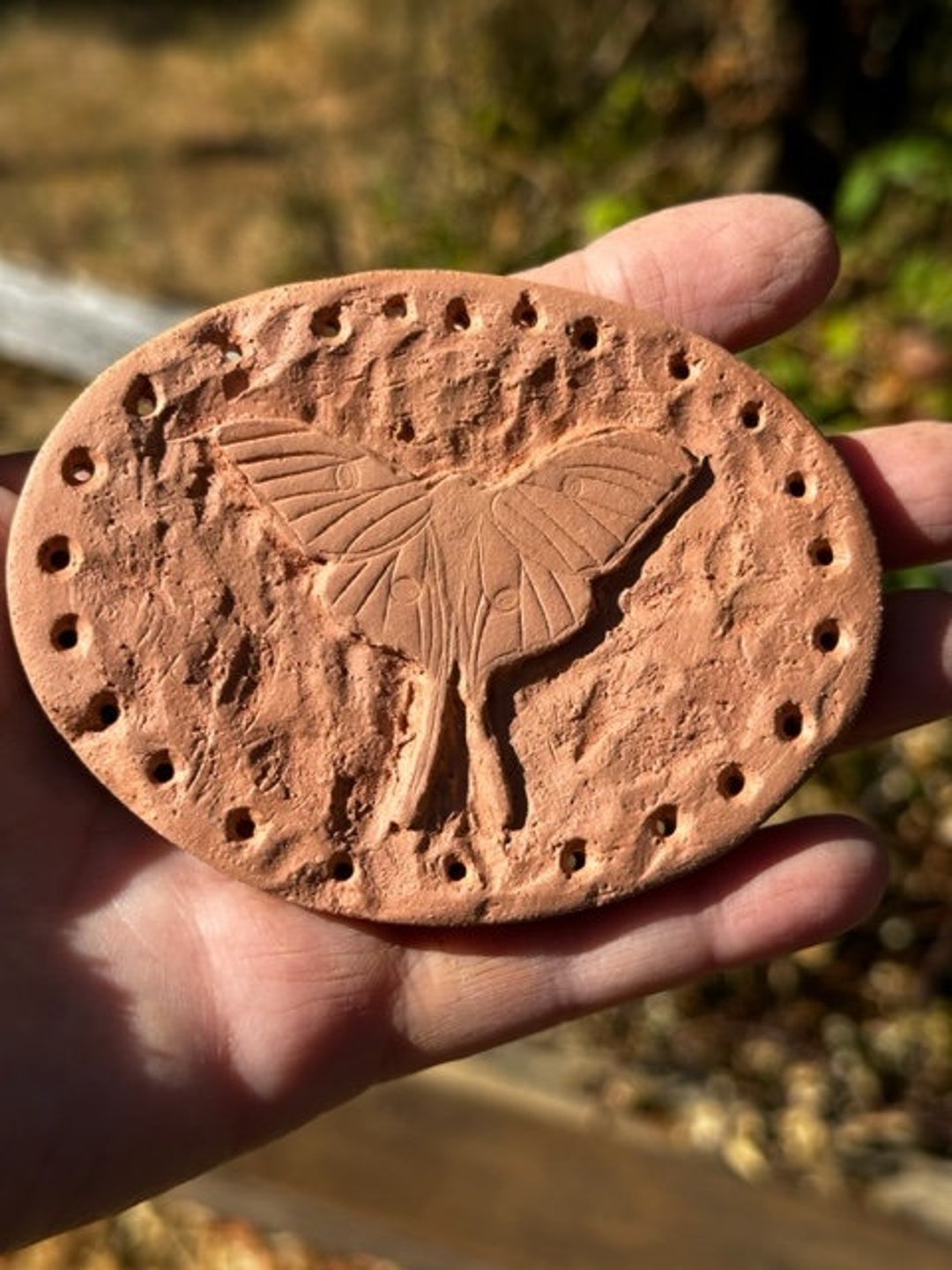 Terracotta Luna Moth Hand Carved Pine Needle Basket Base - Etsy