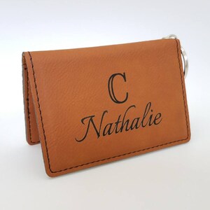 Rawhide Leatherette Keychain ID Holder W/ Laser Engraving, Personalized ...