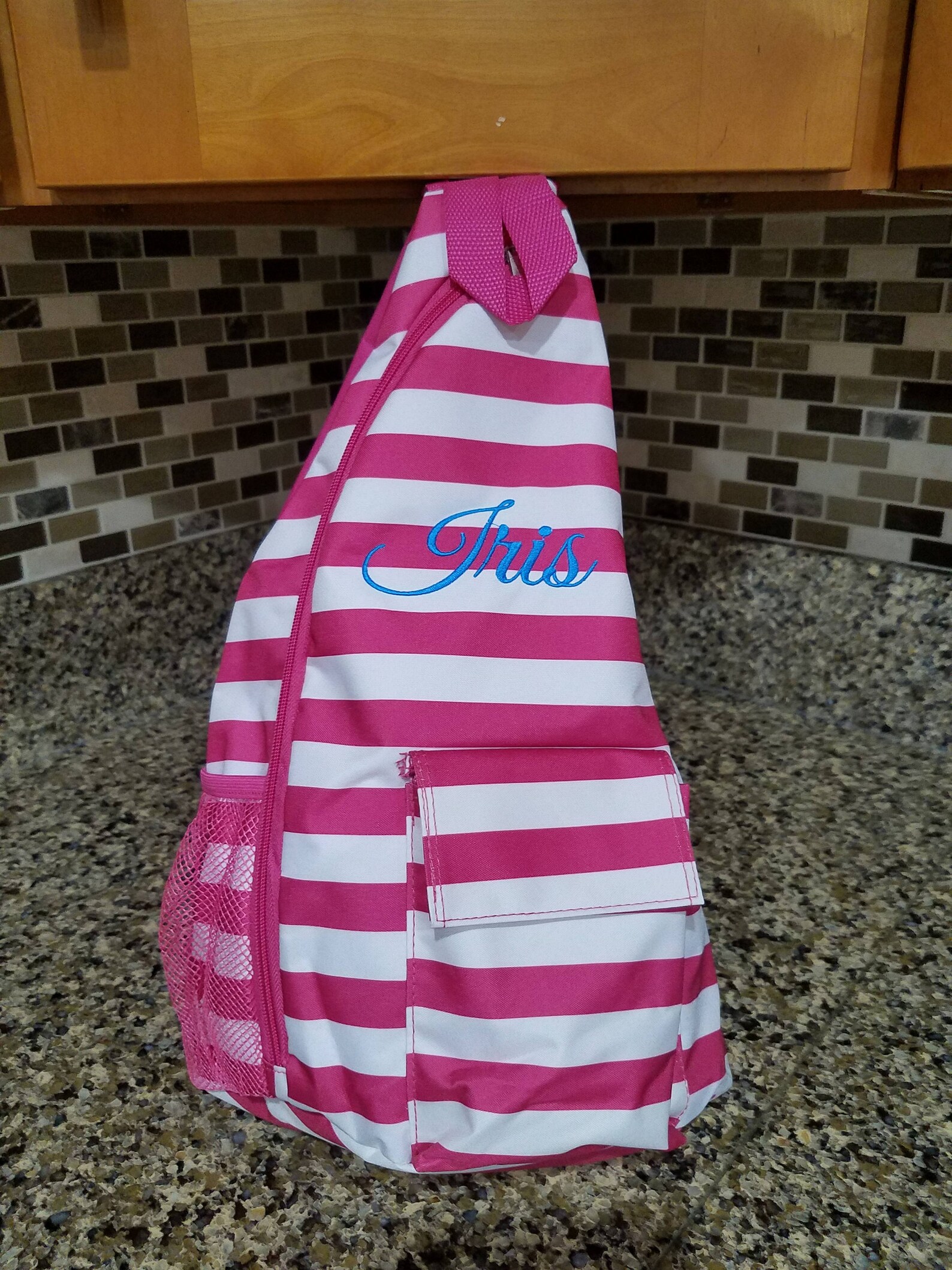 Pink /white Stripe Crossbody Backpack Single Strap With - Etsy