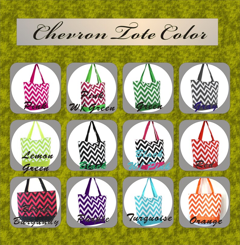 Turquoise CHEVRON Tote Bag Beach Bag With Monogram - Etsy