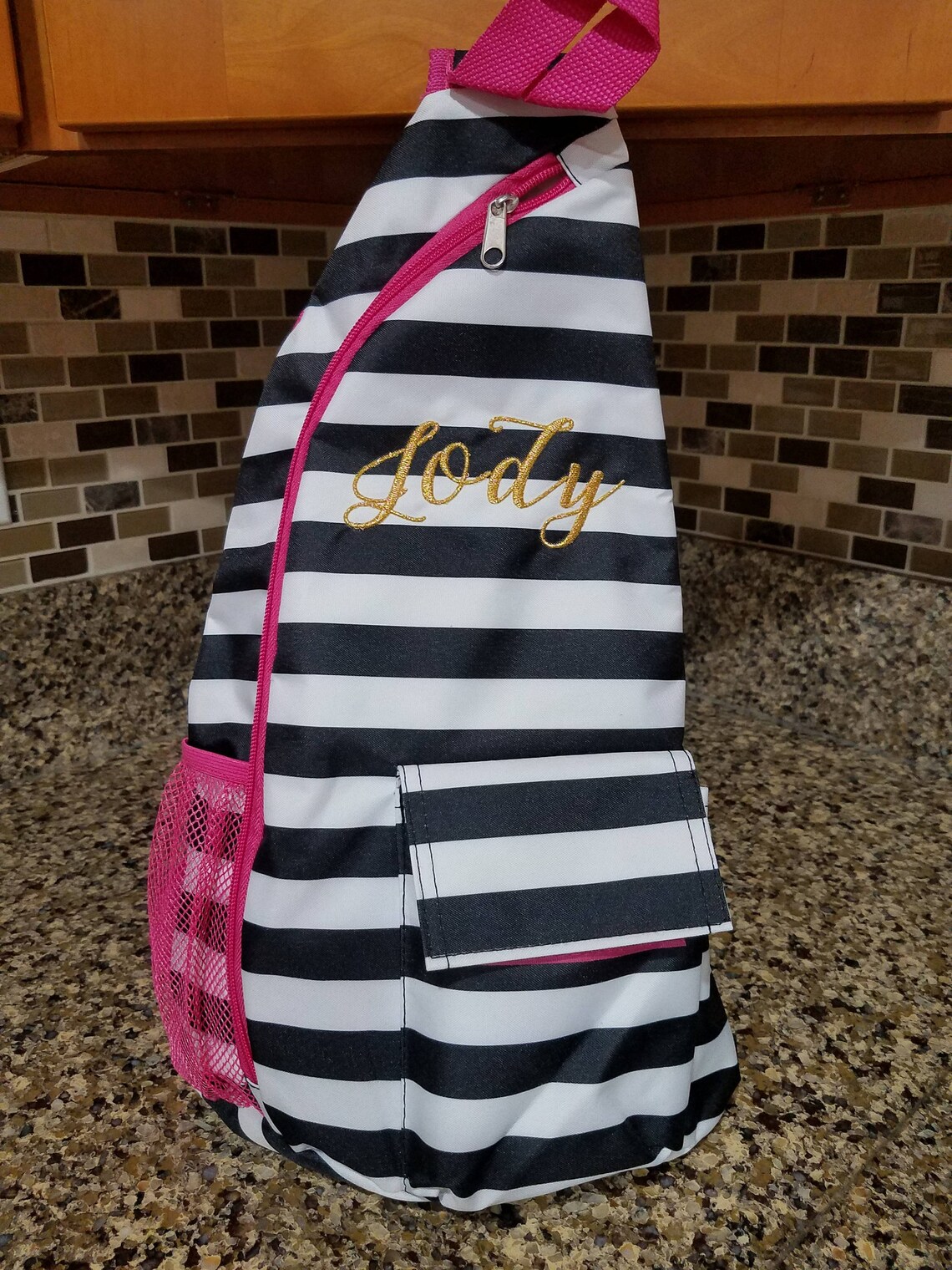 Pink /white Stripe Crossbody Backpack Single Strap With | Etsy