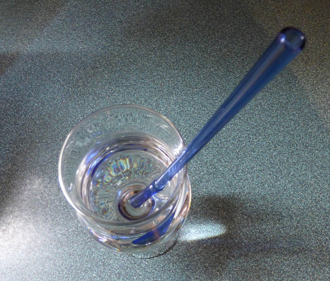 Set of 6 Handblown Glass Straws. Cobalt Blue Glass. Sturdy and Safer ...