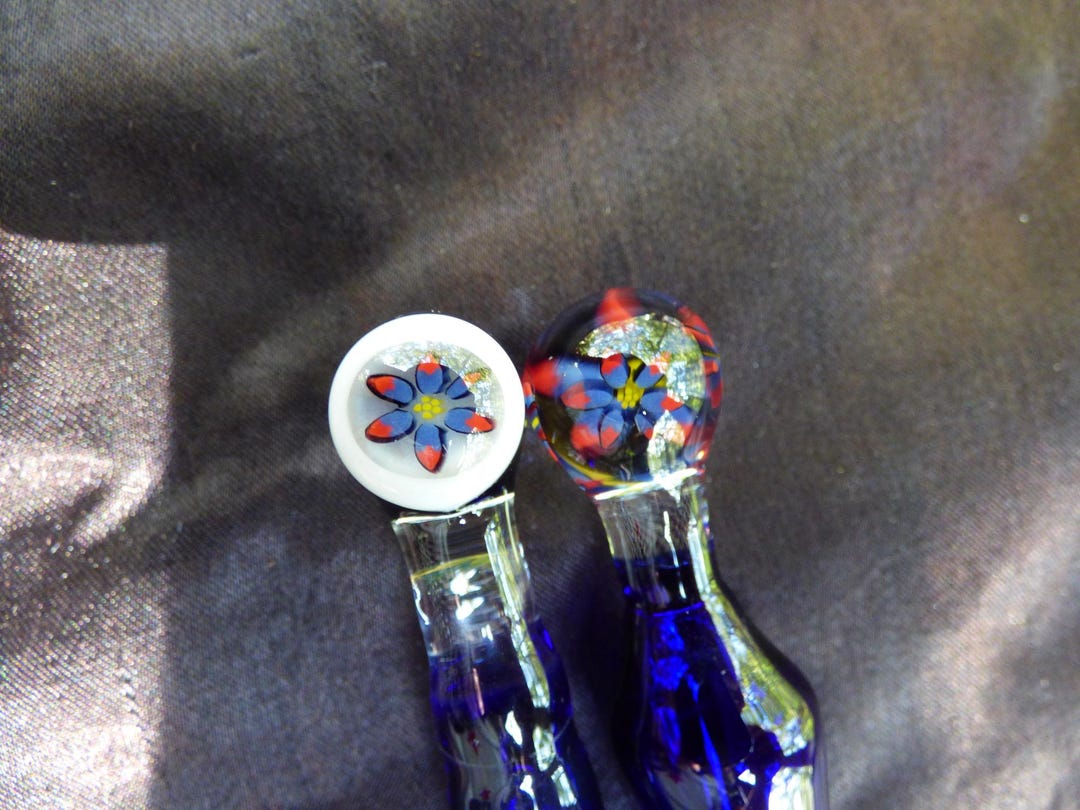 Blue and Red Flower Murrine Cane. Boro, 33COE. 3 Dollars per Gram Milli ...