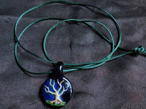 Sculpted Nightime Tree Scene Glass Pendant. Solid Boro/pyrex. - Etsy