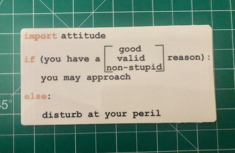 Python Coding Attitude Computer Science Large T Sticker Etsy