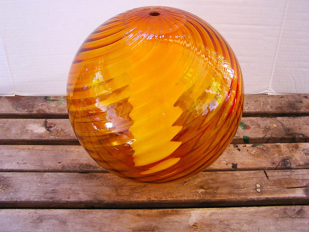 Amber 11 Inch Swirl Glass Lamp Globe Great for Swag Lamp - Etsy