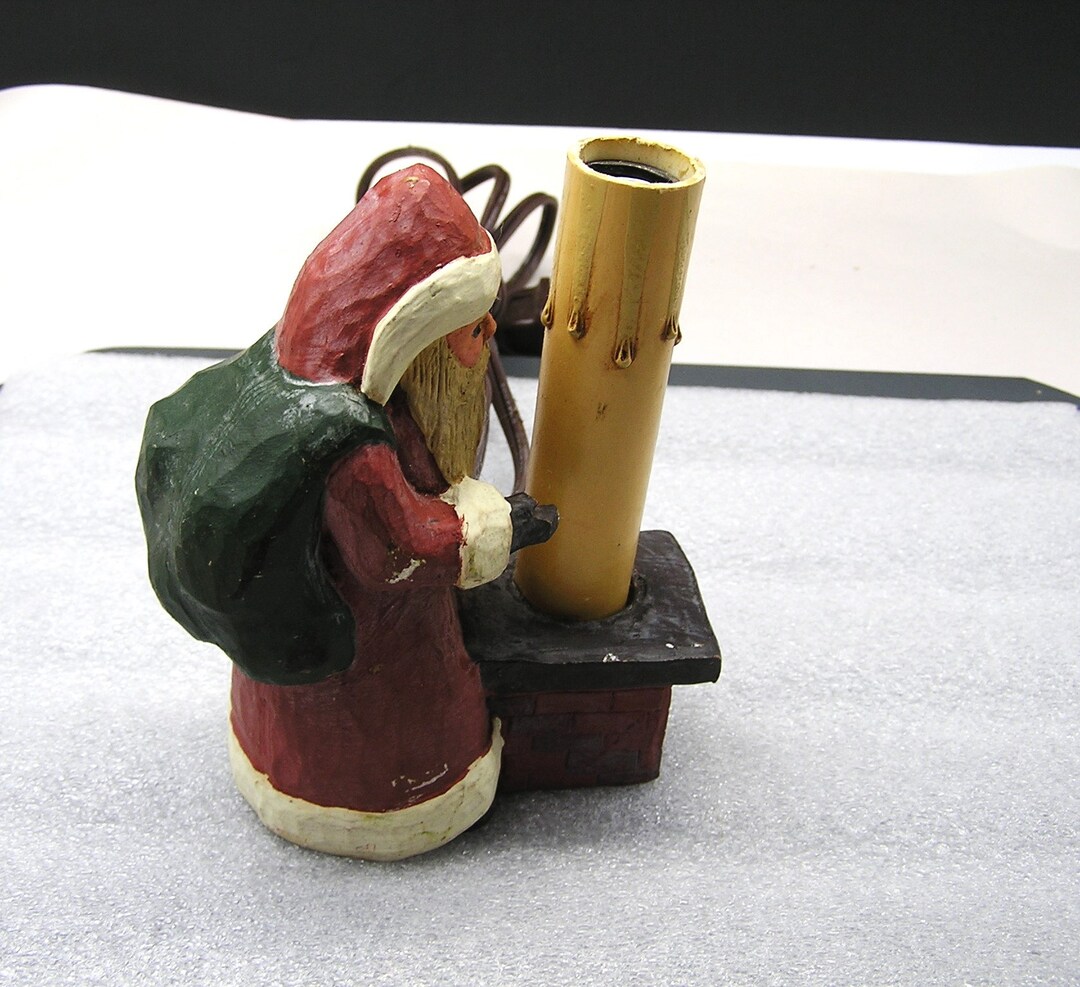 Santa Candlestick Chimney Figurine Ornament Vintage 70's - Etsy