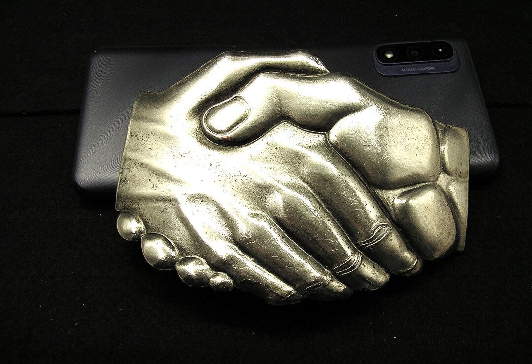 Hand Clasp Belt Buckle Silver Metal Large 5 Inch Handshake - Etsy