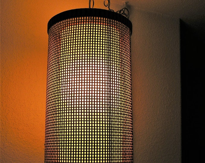 Bruce Industries Gruvwood Rattan Cane Drum Swag Lamp Mid Century Modern ...