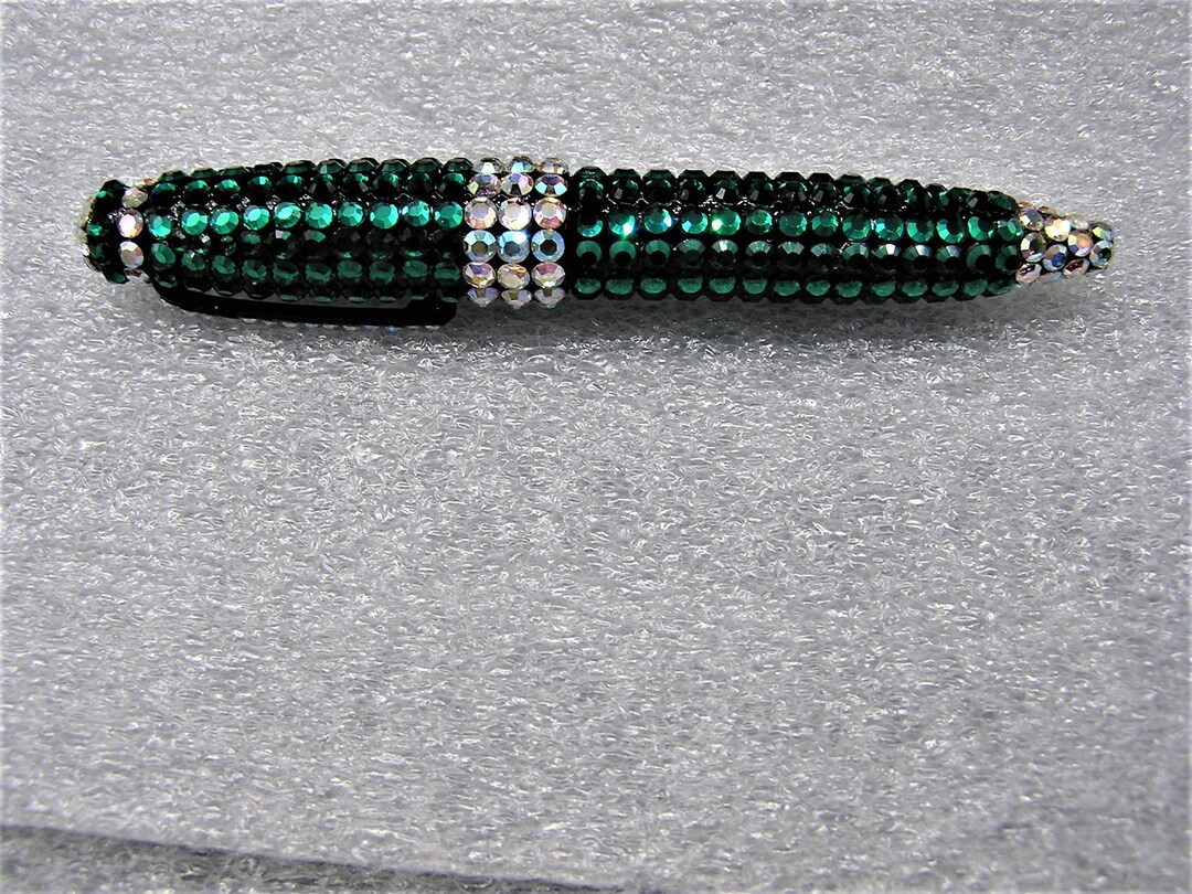 Swarovski Crystal Ballpoint Pen Set Green Velvet RARE NOS - Etsy