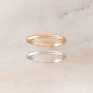 Half Round Stacking Ring Smooth Ring Unisex Ring Gold, Rose Gold or Silver Simple Band ...