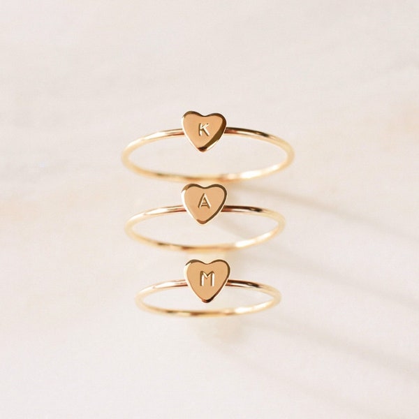Initial Heart Ring - Etsy