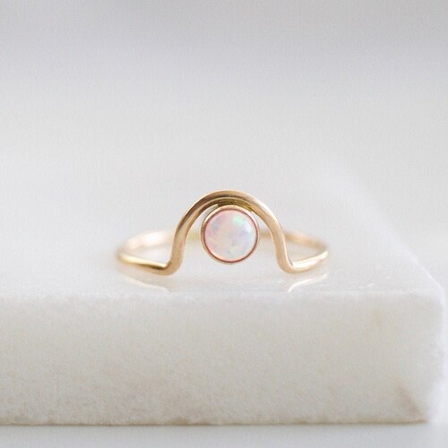 Opal Arch Ring October Birthstone Ring 14k Gold or Silver - Etsy