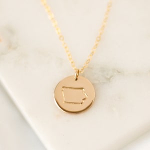 Iowa State Necklace • 14k Gold Filled, 14k Rose Gold Filled, or ...