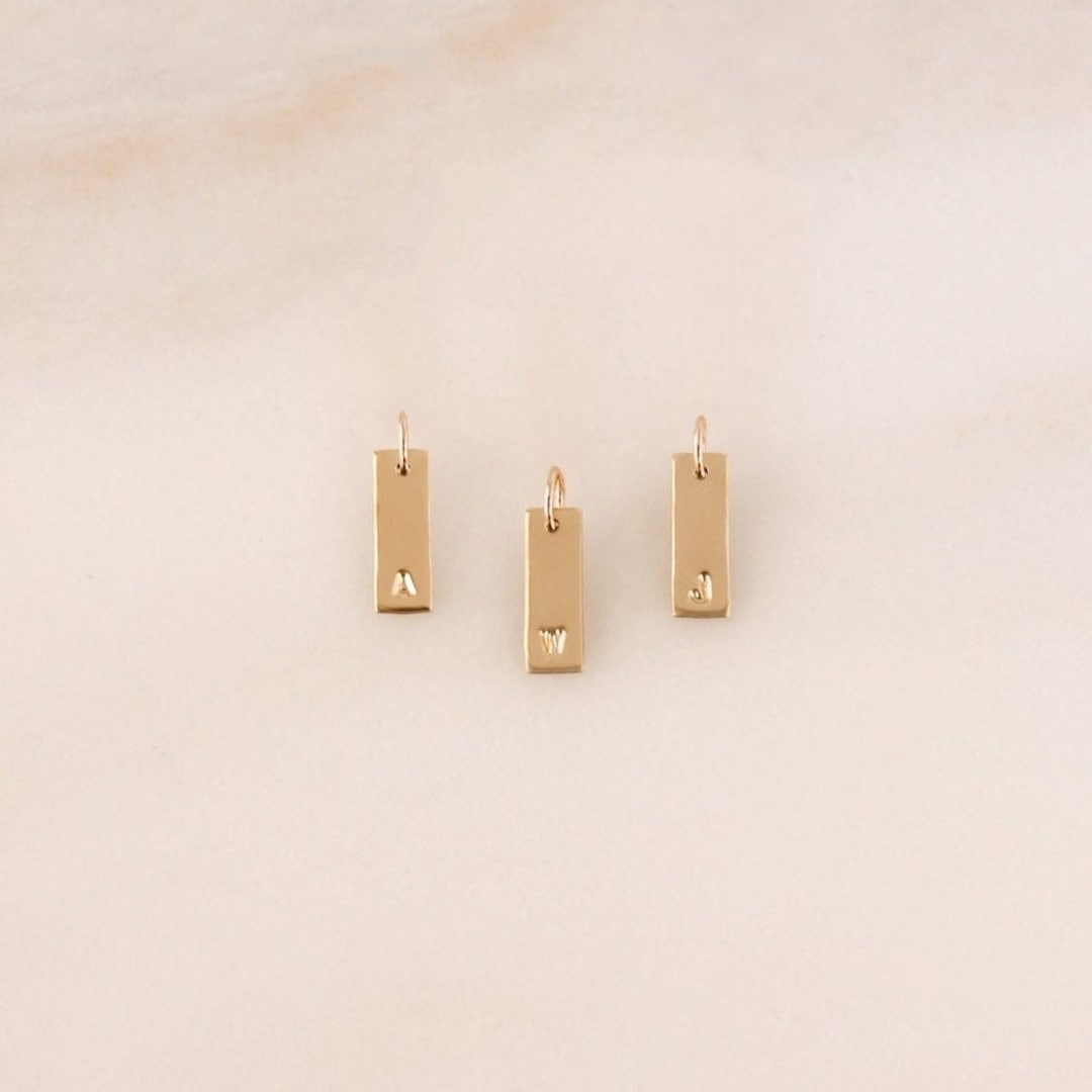Slim Initial Tag Charm • Add on Personalized Pendant - Rectangle ...