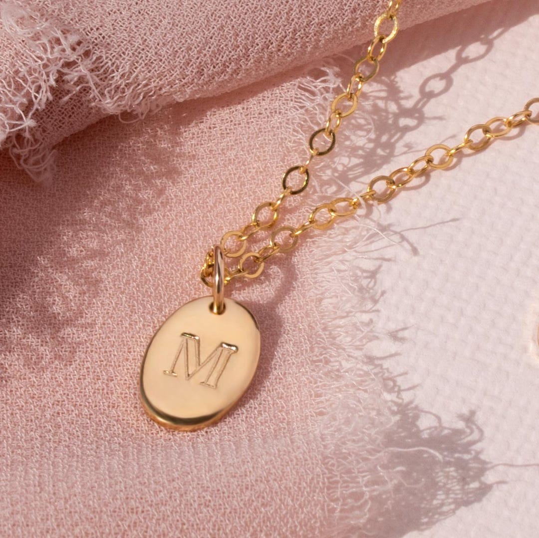 Lydia Oval Initial Necklace • Gold, Rose Gold, or Silver - Personalized ...