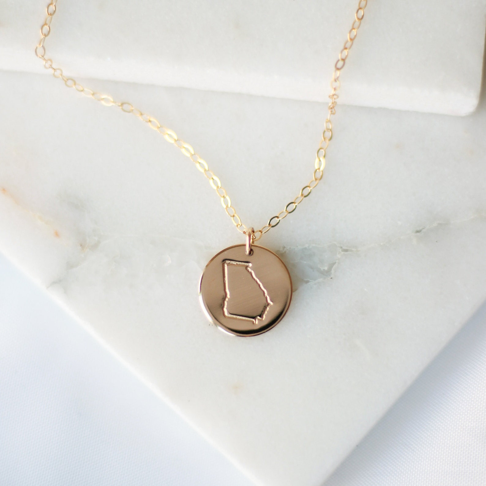 Georgia State Necklace 14k Gold Filled 14k Rose Gold | Etsy