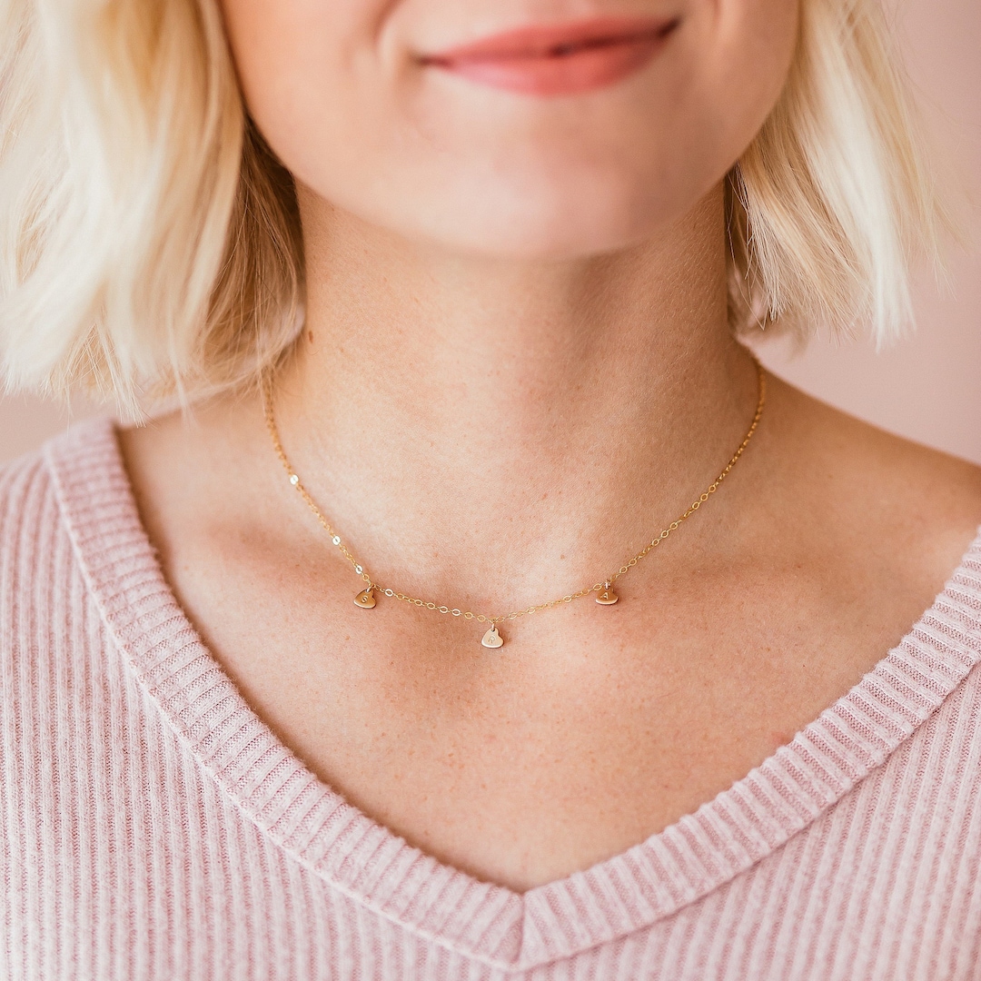 Cleo Heart Choker • Tiny Initial Necklace - Dainty + Minimalist - Solid ...