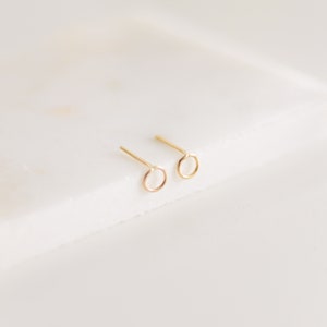 Tiny Circle Earrings Gold, Silver or Rose Gold Geometric Small Studs 14k Gold Studs Minimalist ...