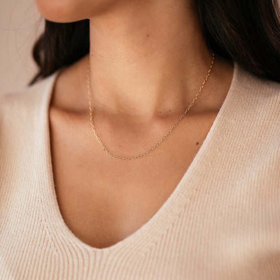 Minimalist Chain Necklace Gold Silver or Rose Gold Basic Gold Chain Necklace Dainty Necklace Layering Thin Chain Necklace Etsy