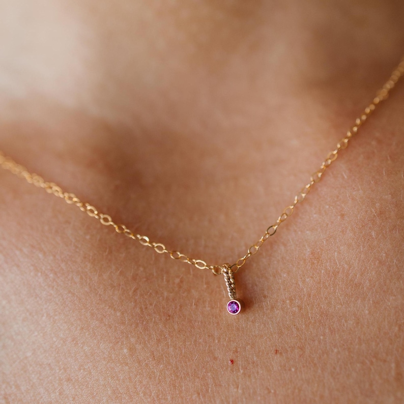 Tiny Lou Birthstone Charm Necklace • Gold or Silver - Birth Month ...