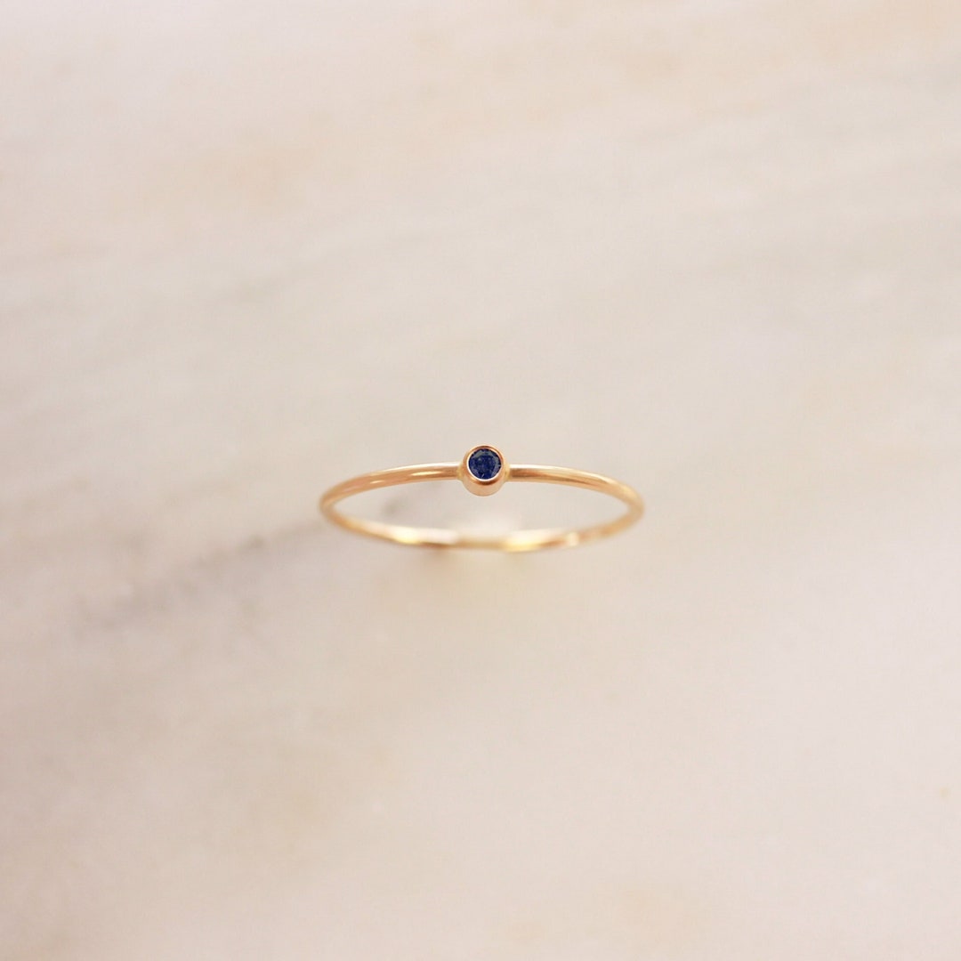 Tiny September Birthstone Ring • Sapphire Ring - Gold, Silver or Rose ...