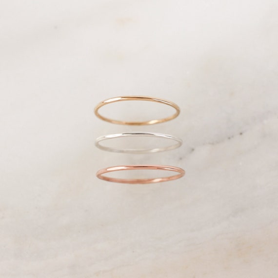 Smooth Skinny Ring Gold Rose Gold or Silver Basics Bands Classic Rings Minimalist Modern Dainty Jewelry Stacking Rings Etsy