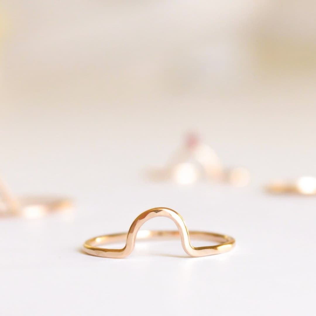 Small Arc Ring Gold, Silver or Rose Gold Modern Shape Ring Stacking ...