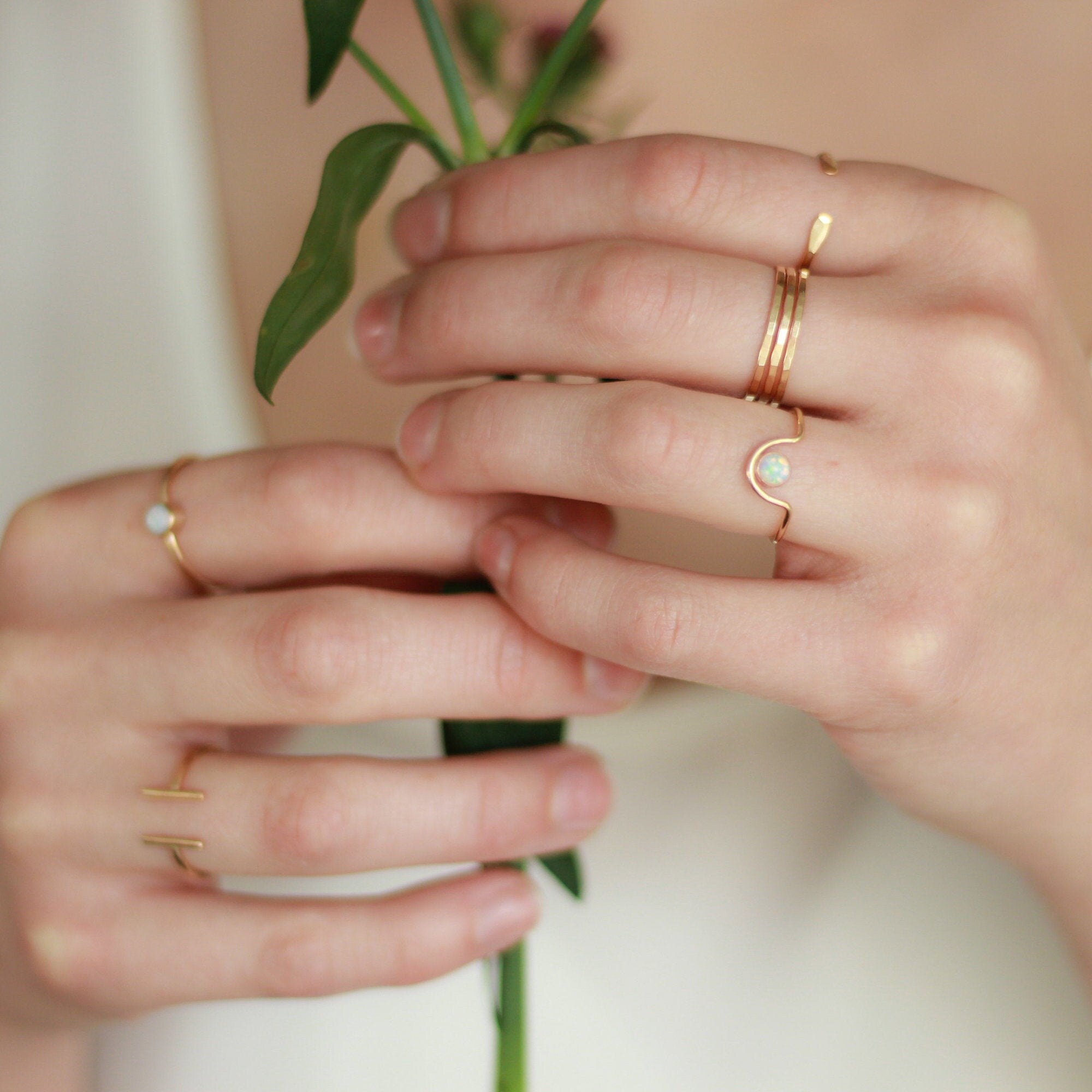 Opal Arch Ring October Birthstone Ring 14k Gold or Silver | Etsy