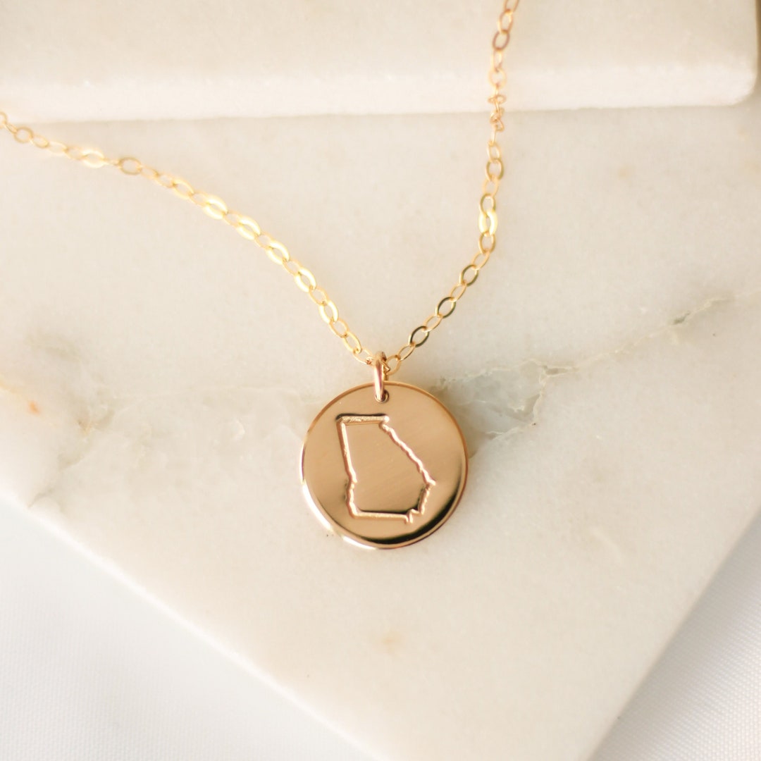 Georgia State Necklace • 14k Gold Filled, 14k Rose Gold Filled, or ...