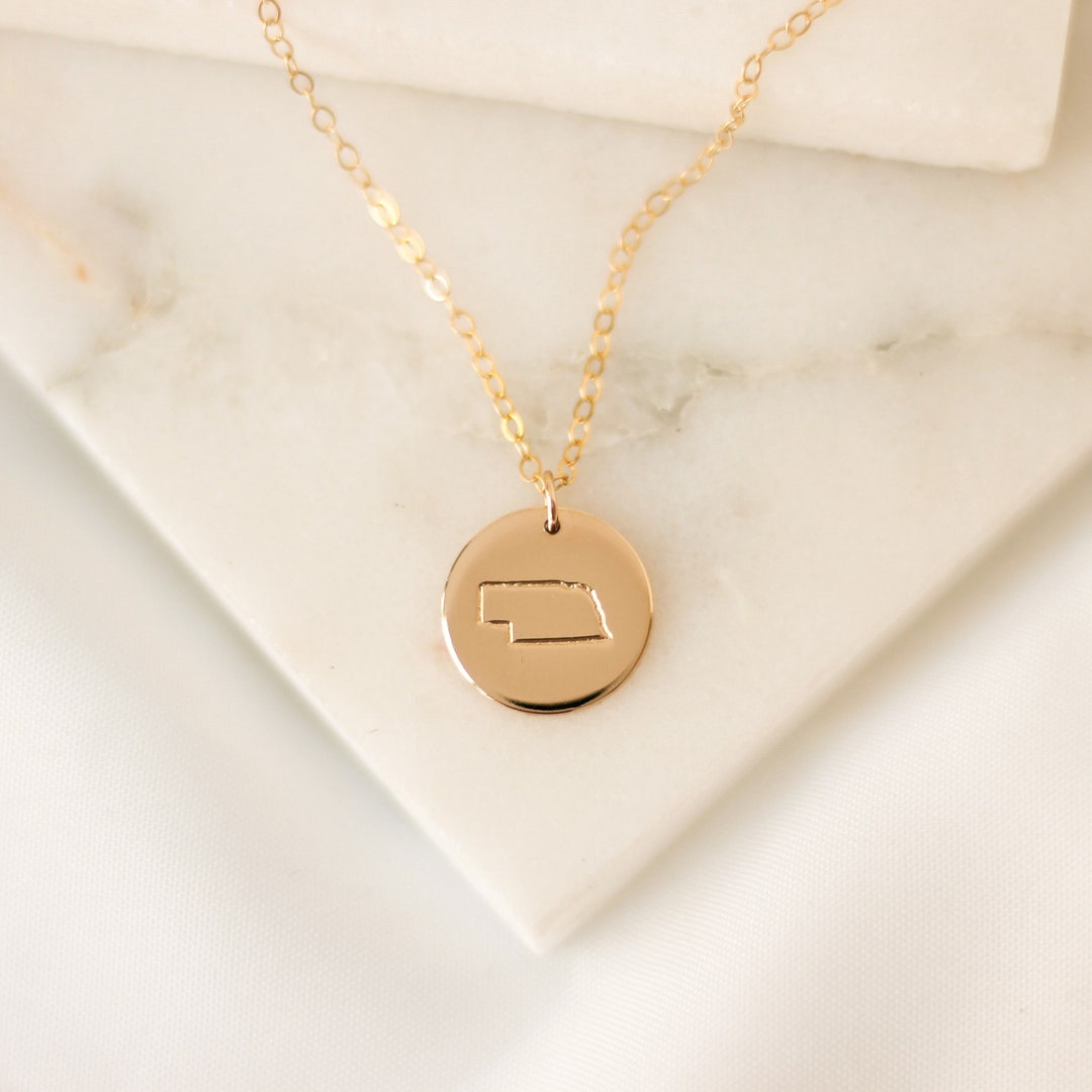 Nebraska State Necklace • 14k Gold Filled, 14k Rose Gold Filled, or ...