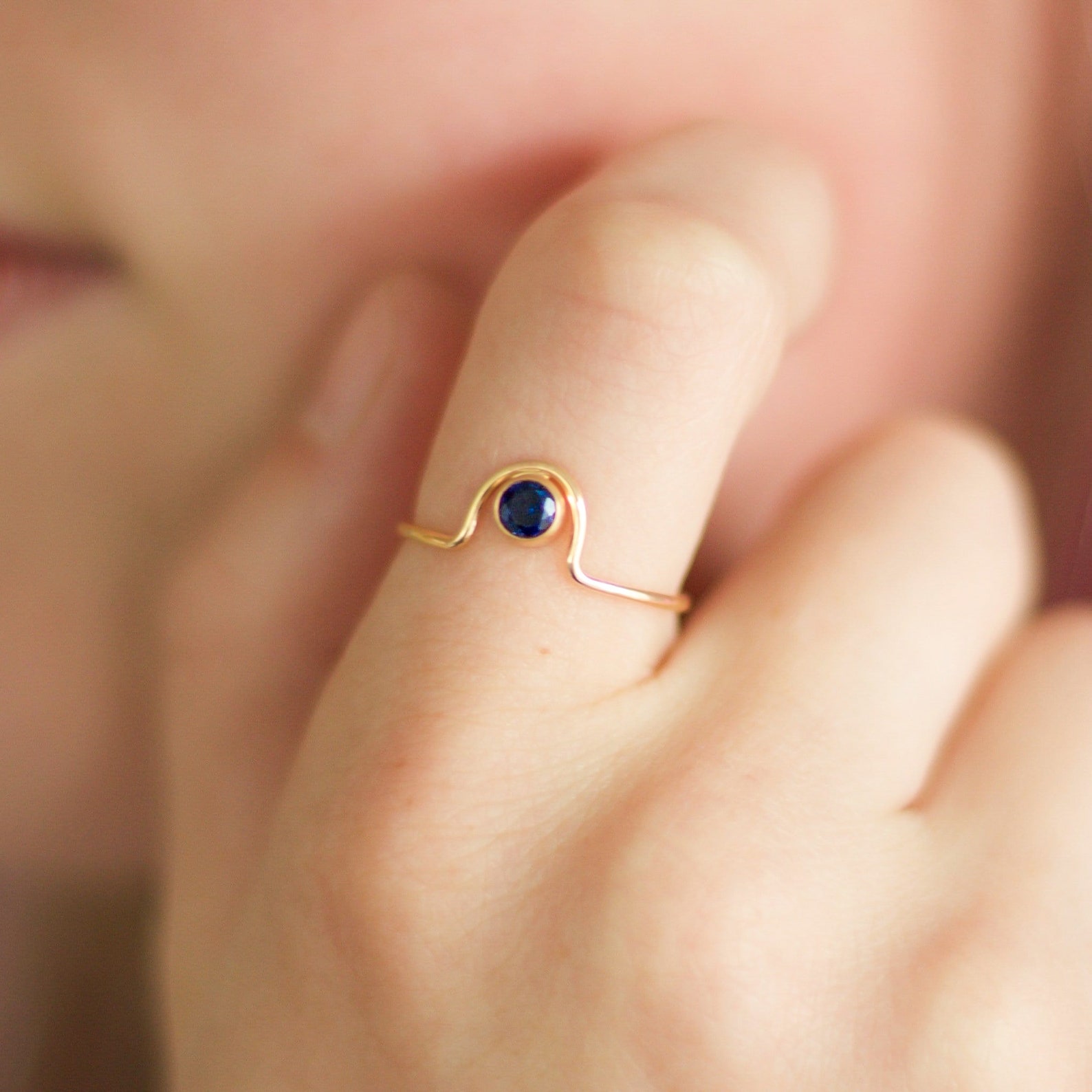 Gemstone Arch Birthstone Ring • Modern Shape Ring - Gift for Her ...
