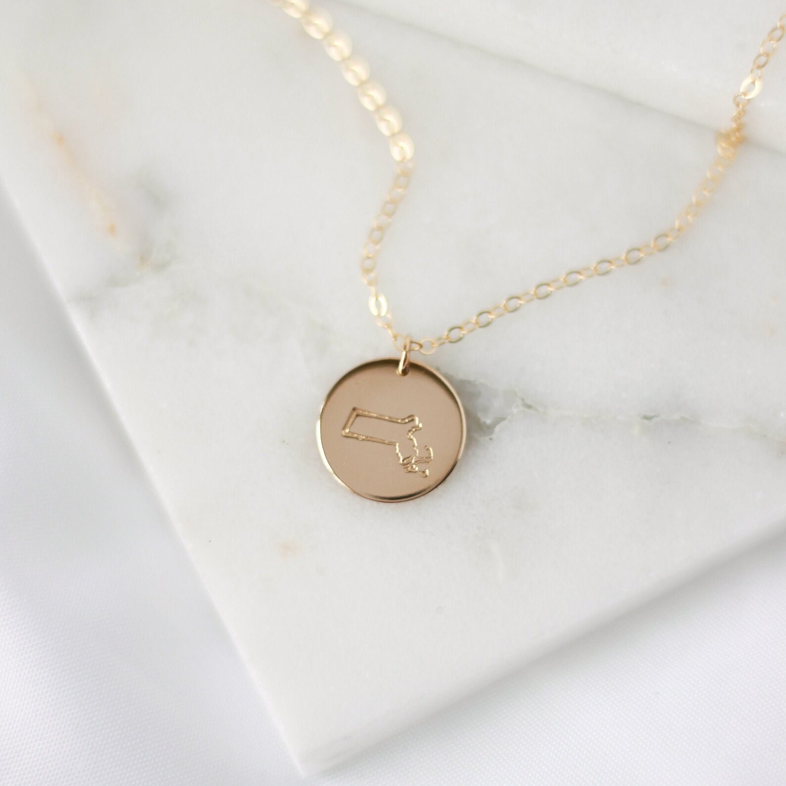Massachusetts State Necklace 14k Gold Filled 14k Rose Gold | Etsy