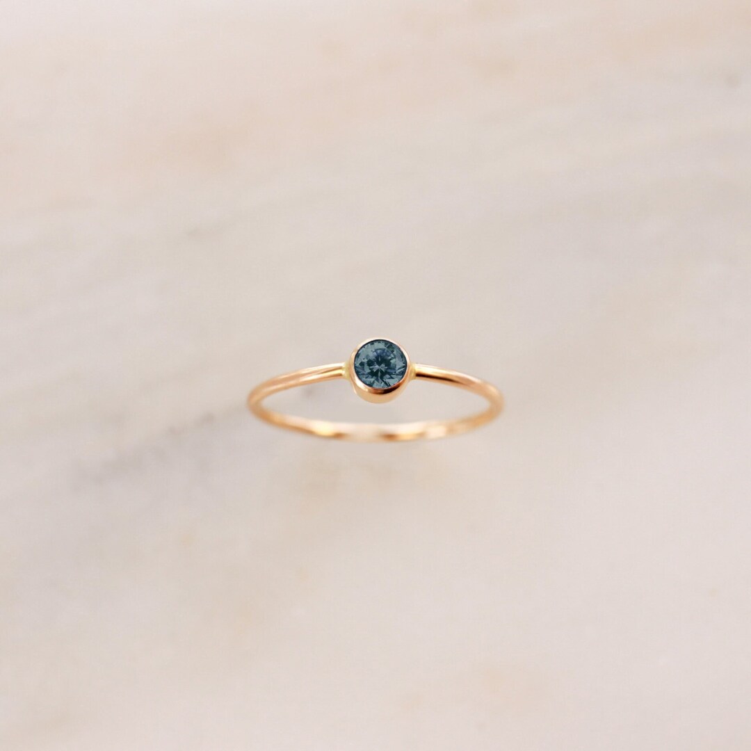 Blue Zircon Ring • December Birthstone - Danity Minimalist Gemstone ...