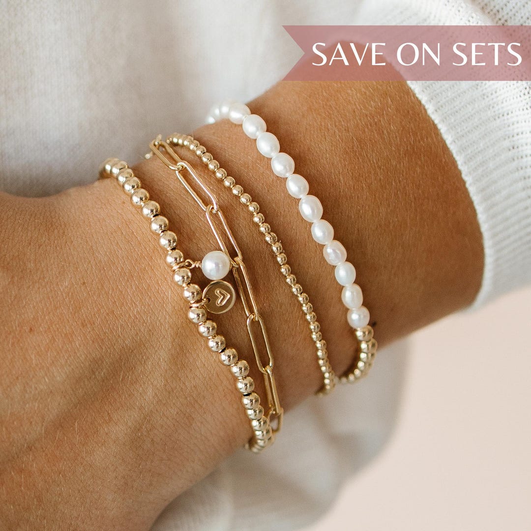 Personalized Bracelet Starter Stack • 14k Gold Filled or Sterling ...