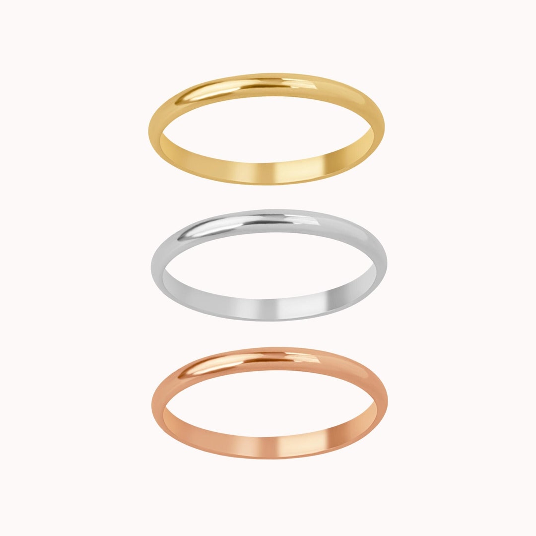 Half Round Stacking Ring • Smooth Ring - Unisex Ring - Gold, Rose Gold or Silver - Simple Band ...