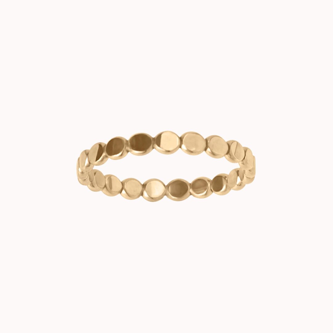 Cora Stacking Ring • Gold, Rose Gold or Silver - Textured Band - Bold Beaded Stacking Ring - Dot ...