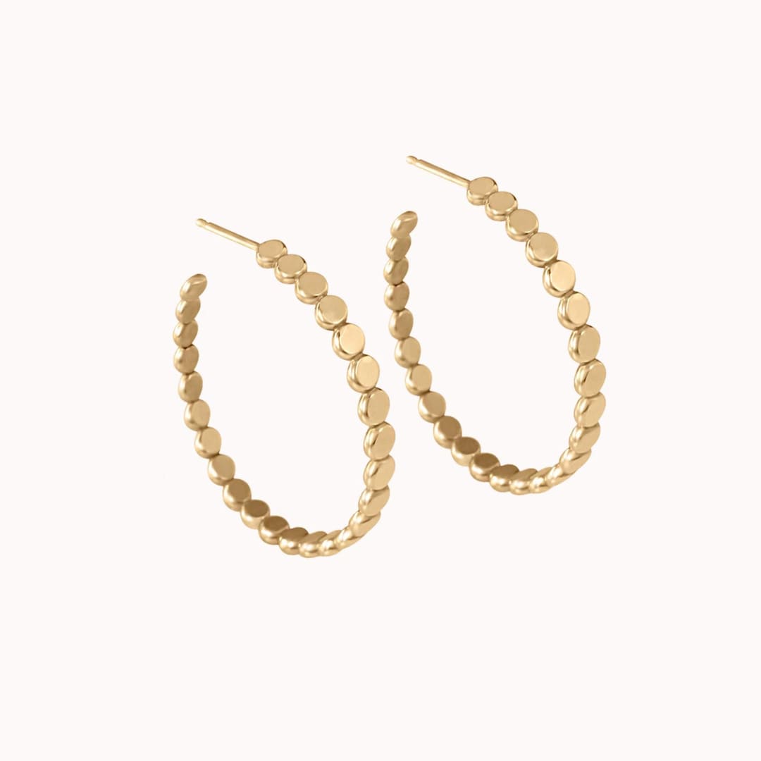 Medium Cora Hoops • Gold, Rose Gold or Silver - Textured Dot Beaded ...