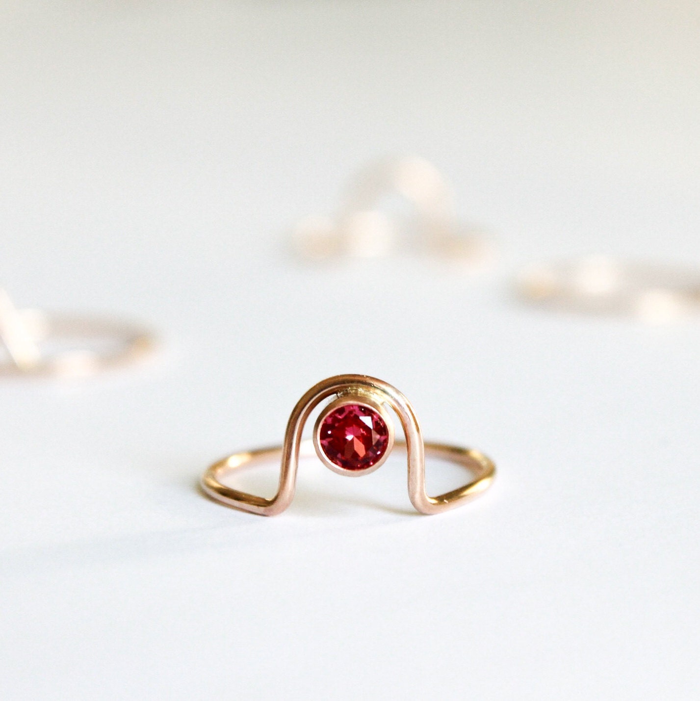 Gemstone Arch Birthstone Ring Modern Shape Ring Gift for | Etsy