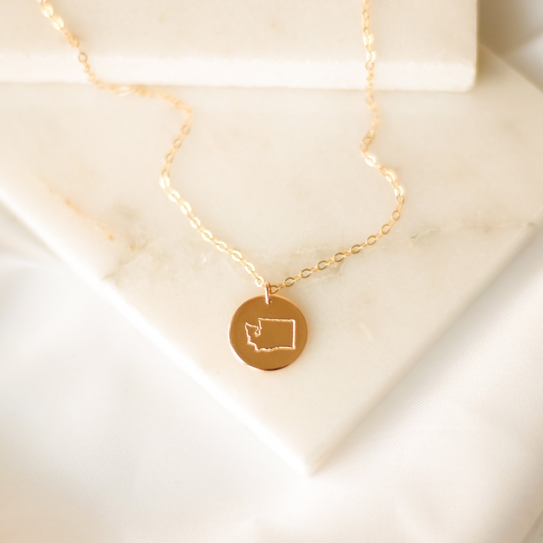 Washington State Necklace • 14k Gold Filled, 14k Rose Gold Filled, or ...