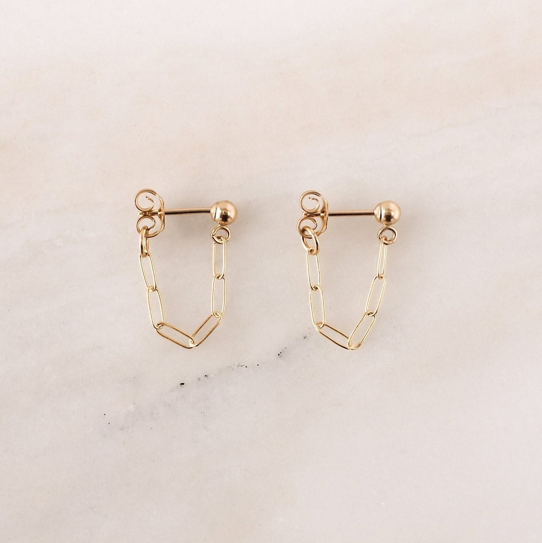 Modern Chain Loop Earrings Gold or Silver Dangle Earrings Paperclip ...