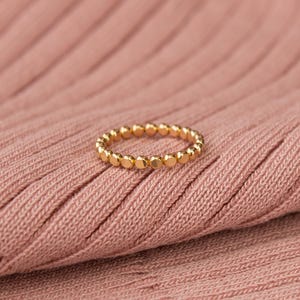 Cora Stacking Ring • Gold, Rose Gold or Silver - Textured Band - Bold Beaded Stacking Ring - Dot ...