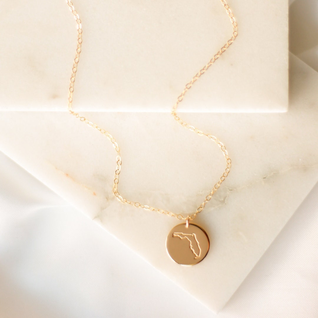 Florida State Necklace • 14k Gold Filled, 14k Rose Gold Filled, or ...