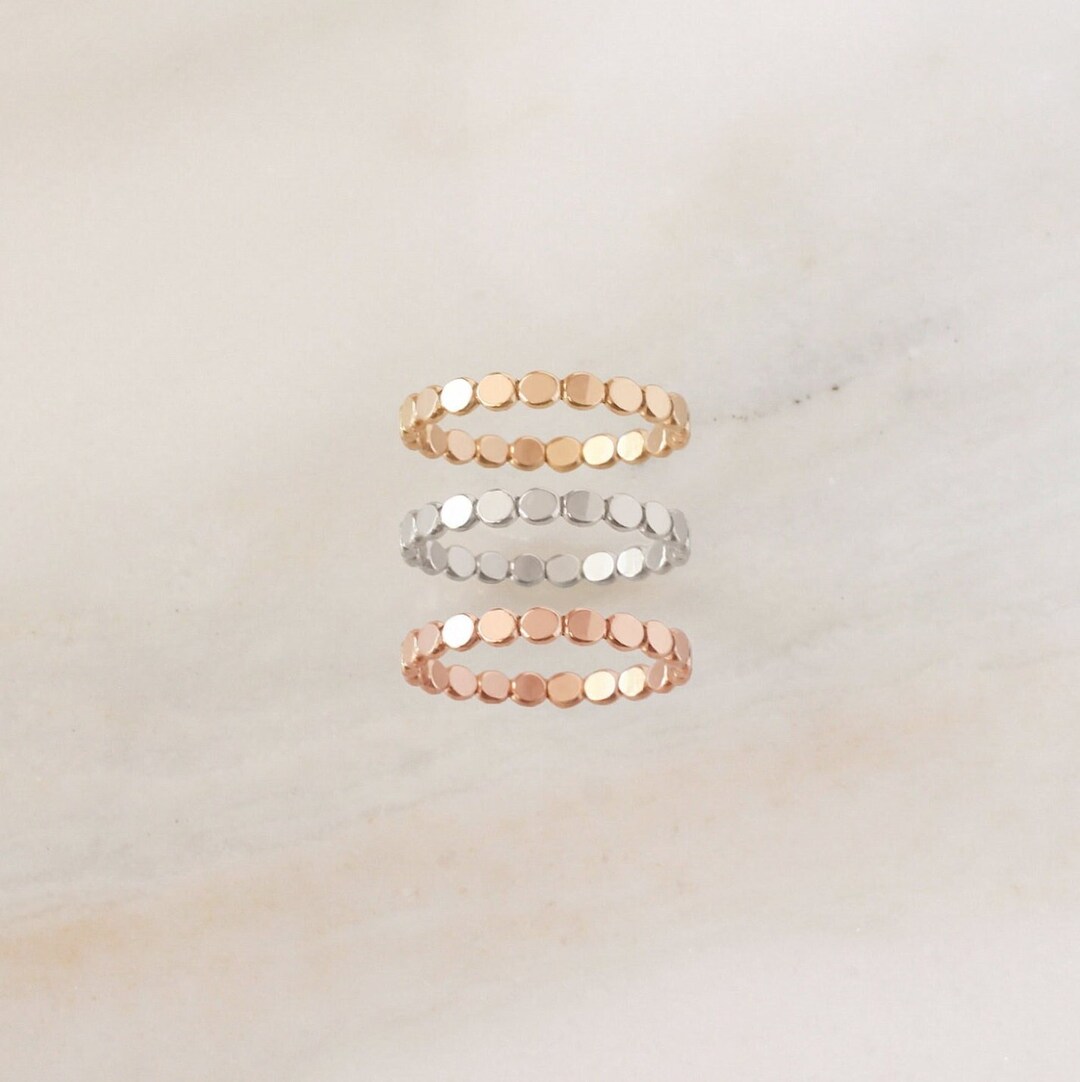 Cora Stacking Ring Gold, Rose Gold or Silver Textured Band Bold Beaded Stacking Ring Dot Ring ...