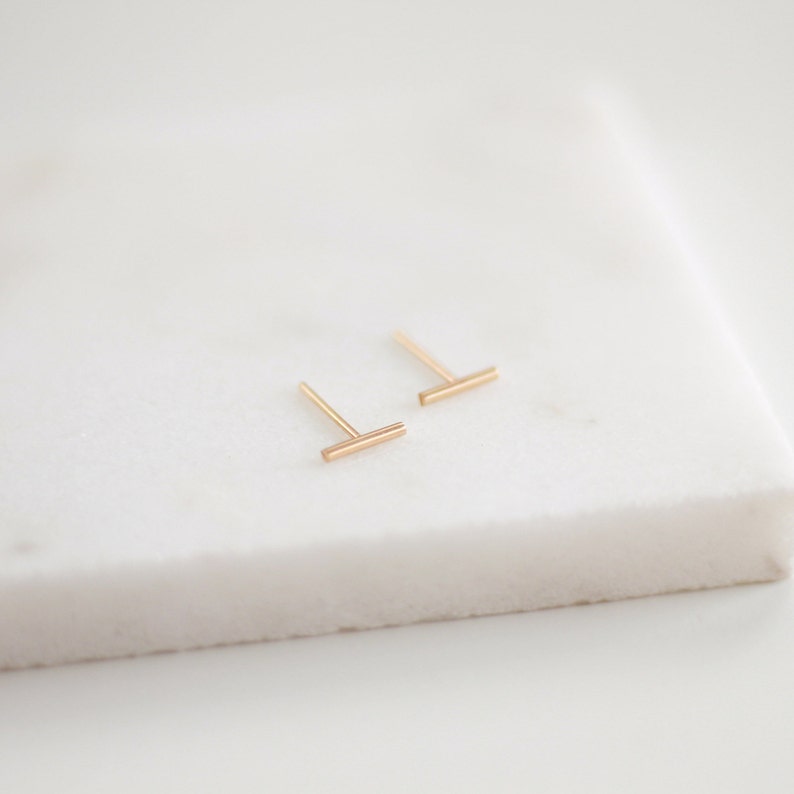 Tiny Line Earrings Gold Rose Gold or Silver Bar Earrings - Etsy UK