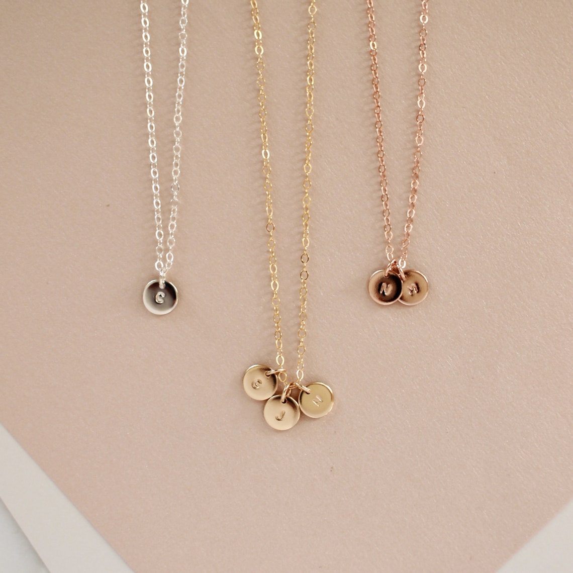 Tiny Initial Necklace Gold Rose Gold or Silver Letter - Etsy