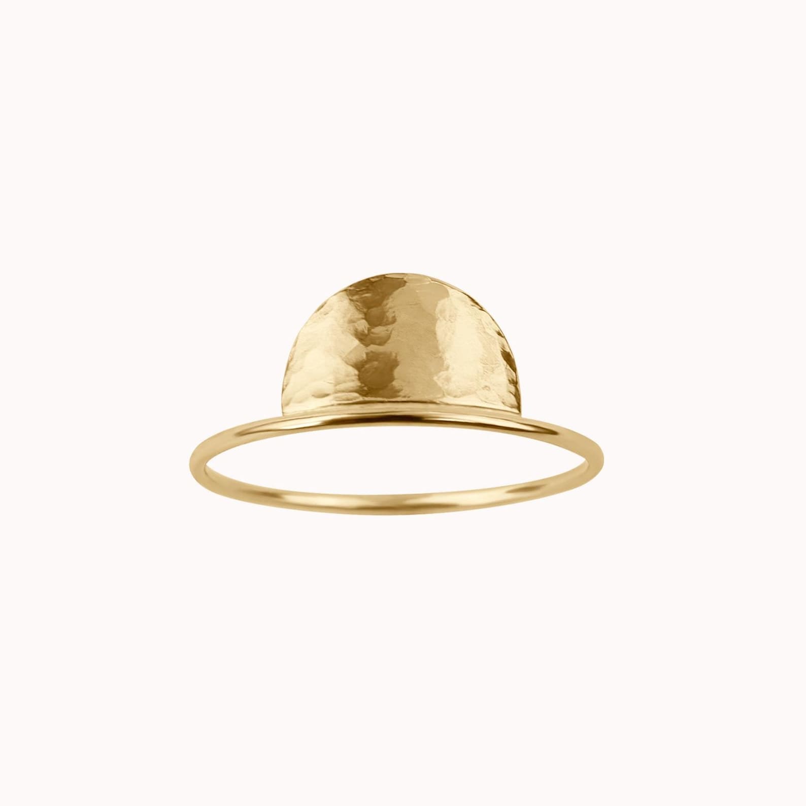 Half Moon Ring - Gold or Silver - Half Disc - Semicircle - Textured or ...