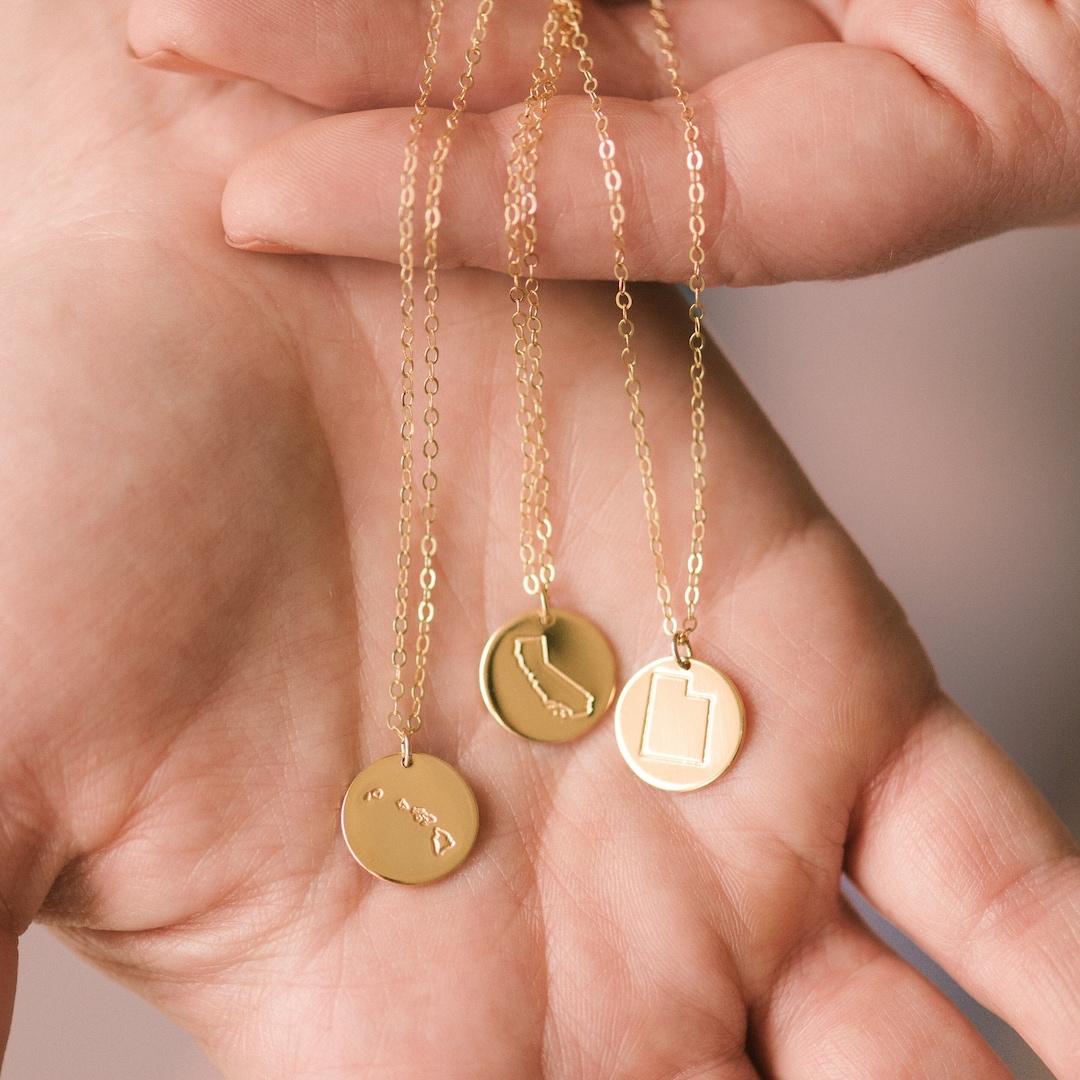 Custom State Necklace • Gold, Silver, or Rose Gold - Personalized ...