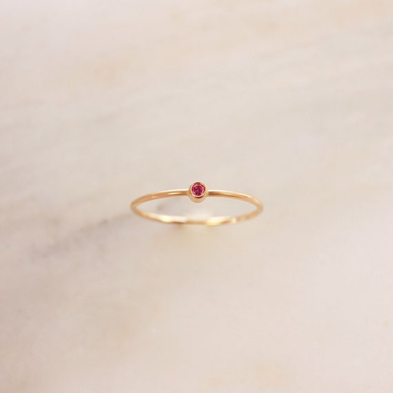 Tiny July Birthstone Ring Pink Ruby Ring Dainty Gold Ring - Etsy